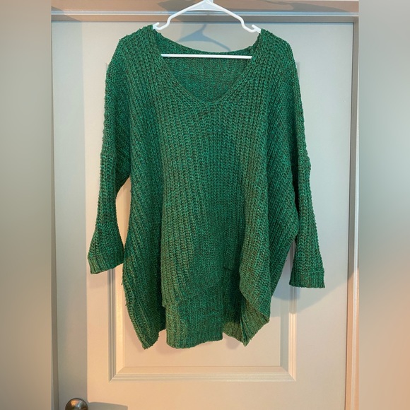 Sweaters | Emerald Green Chunky Knit V Neck Sweater | Poshmark